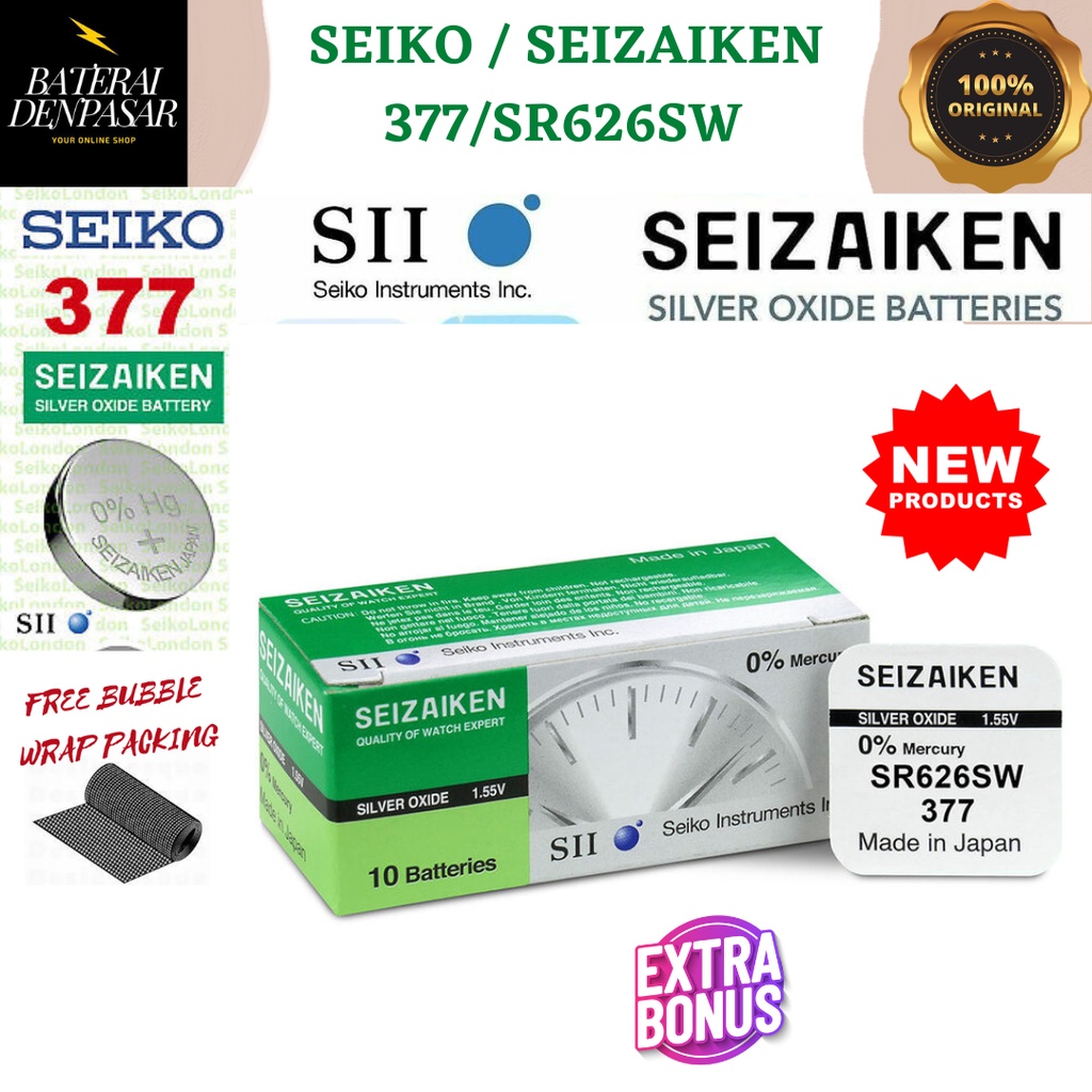 Jual BATERAI ORIGINAL SEIKO SEIZAIKEN SR626SW 377 AG4 SR626 Japan Seiko ...