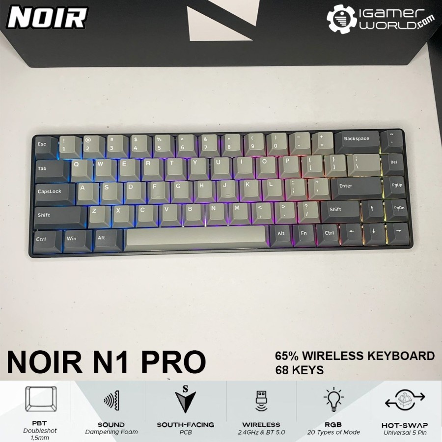 Jual Noir N1 PRO 65% Hotswap Wireless/BT/Wired Mechanical Gaming ...