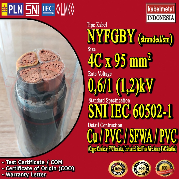 Jual Kabel NYFGBY 4x95 mm2 METAL /4x95 mm/4 x 95 mm2/4 x 95 mm/4x95mm2/4 x 95mm2/4x95/4 x 95 ...