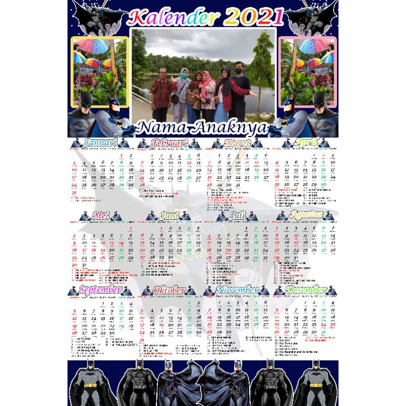 Jual Kalender 2021 Bisa Tambah Foto Nama dan Karakter Anak Ukuran A3 ...