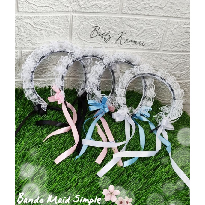 Jual Bando maid cosplay renda putih pita rumbai lolita harajuku ...