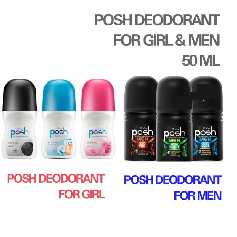 Jual POSH ROLL ON DEODORANT FOR GIRL & MEN 50 ML ROLL ON 50ML BISA COD ...