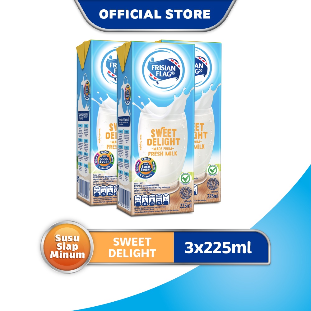 Jual Frisian Flag Susu UHT Sweet Delight 3 x 225 ml | Shopee Indonesia