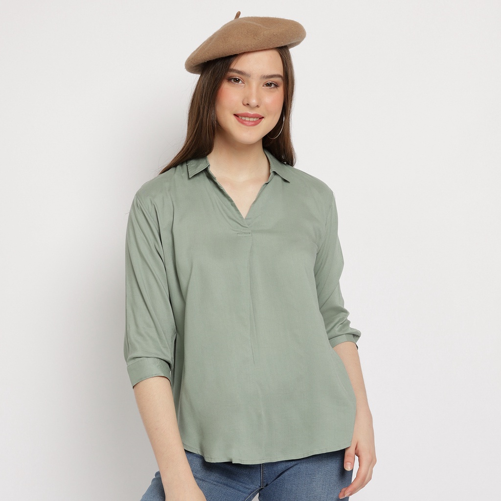 Jual C2 Franny Green Basic Blouse Wanita | Shopee Indonesia