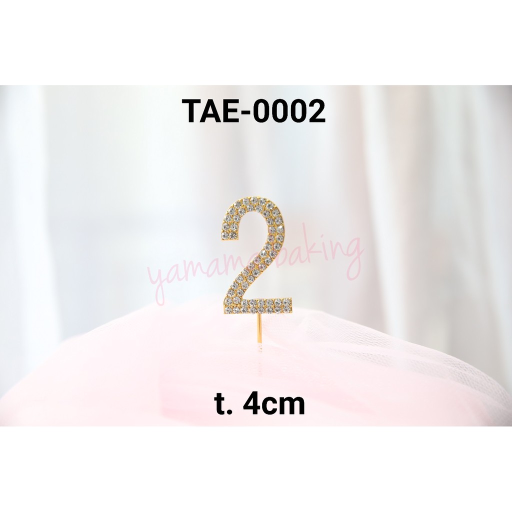 Jual TAE-0002 Topper tulisan tusuk angka emas berlian kristal 2 dua ...