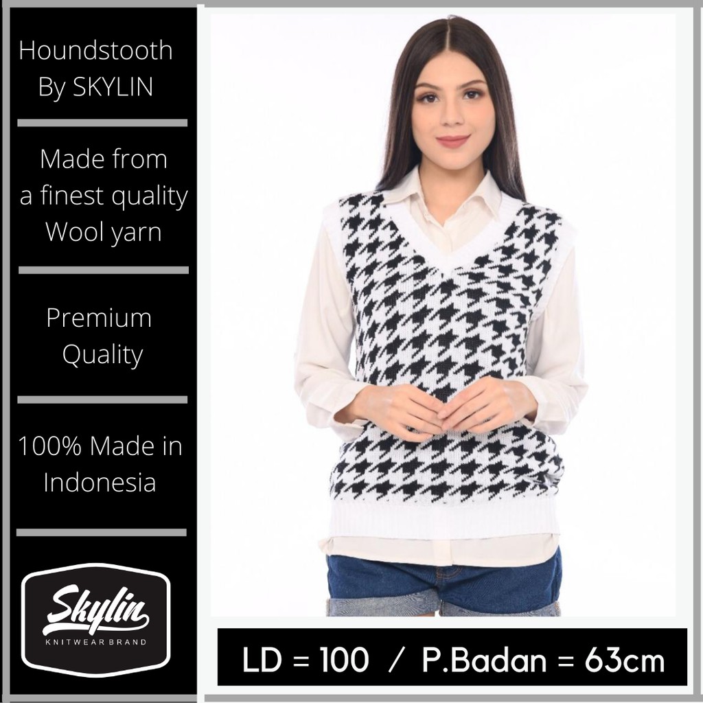Jual Vest Rajut Classic Houndstooth | Shopee Indonesia