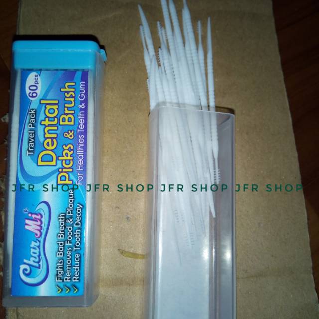 Jual Charmi dental pick & brush , tusuk gigi plastik isi 60 | Shopee ...