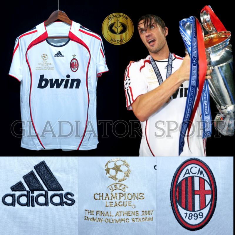 Jual Jersey Retro Classic Milan New Final UCL Athens 2006-2007 Grade ...