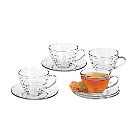 Jual KIMGLASS Gelas Set Classic/ Cangkir / Gelas kaca + piring Biskuit ...
