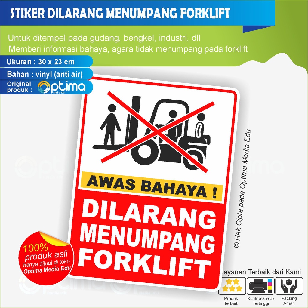 Jual STIKER PERINGATAN DILARANG MENUMPANG / NAIK FORKLIFT | Shopee ...
