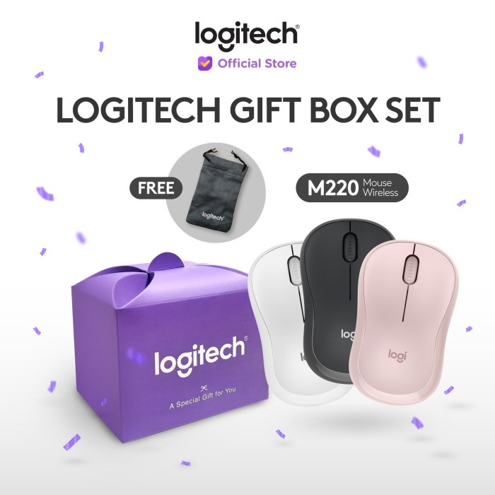 Jual 311 Logitech Gift Box Set M220 Mouse Wireless + Exclusive Mouse ...