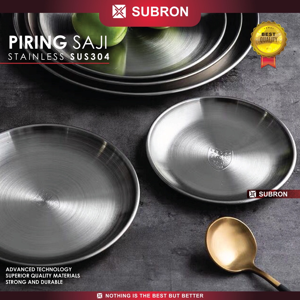 Jual SUBRON Piring Korea Stainless SUS 304 20cm 23cm 26cm Makan Saji ...