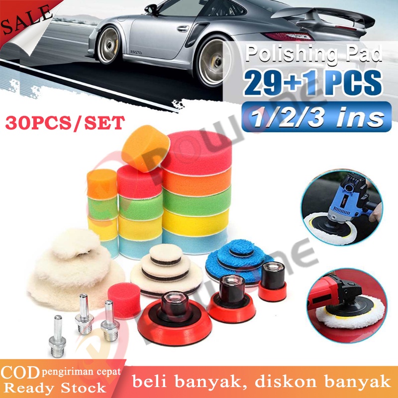 Jual 30Pcs Buffing Pad Set Benang 1-3 Inci Auto Mobil Polishing Pad Kit ...