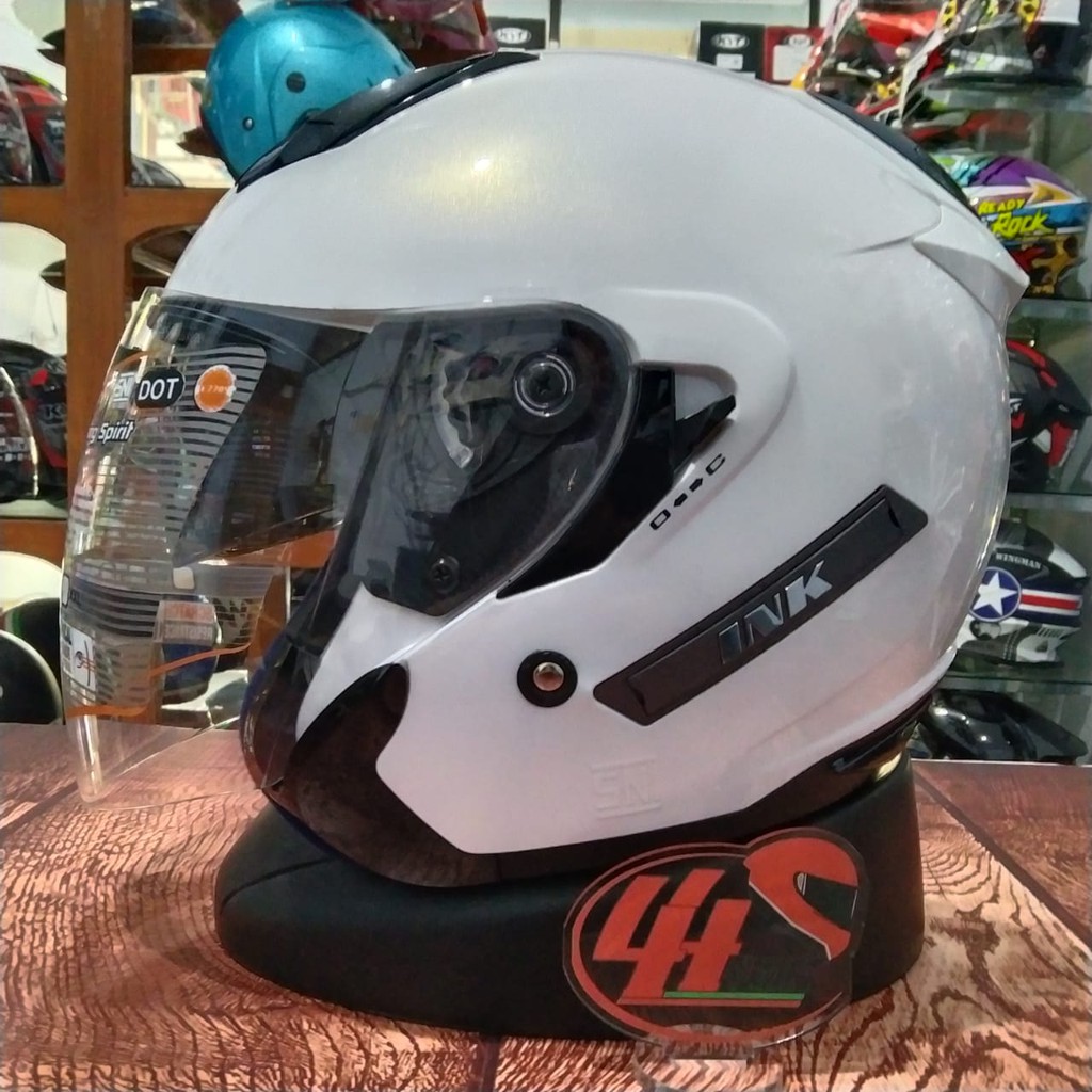 Jual INK METRO 2 SOLID White Pearl Helm Half Face Double Visor | Shopee ...