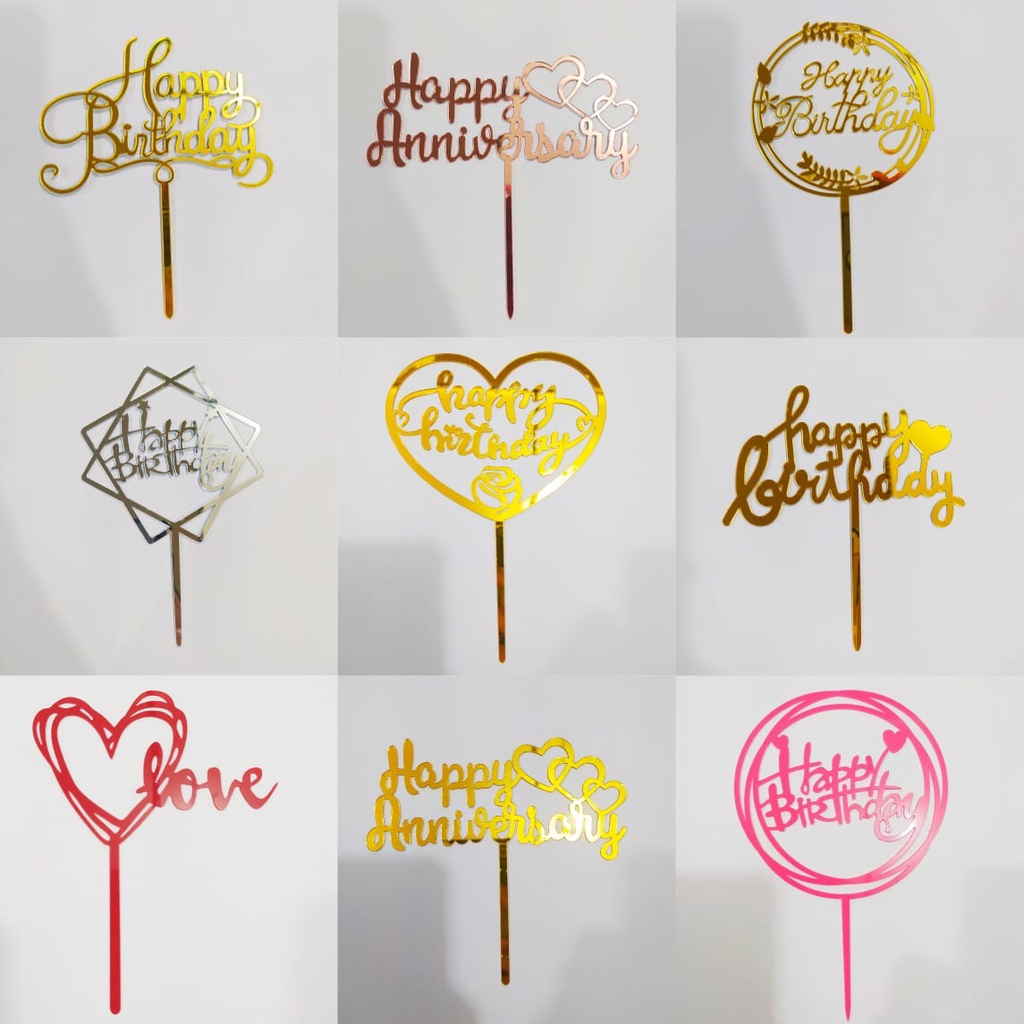 Jual Topper Kue / Buket Bunga Happy Birthday & Happy Anniversary Bahan ...