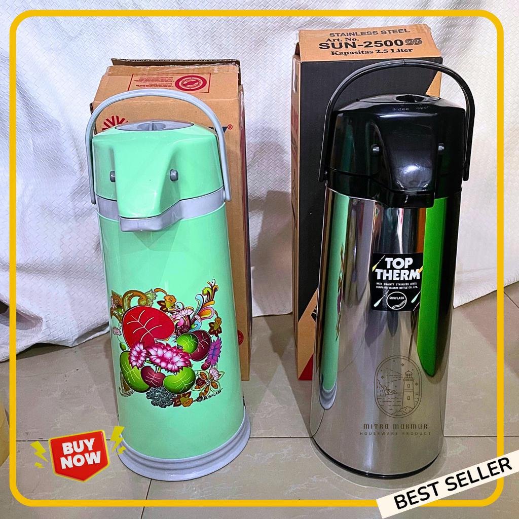 Jual SUNFLASK - THERMOS AIR PANAS POMPA 2 LITER 2,5 LITER TERMOS VACUM FLASK PUMP THERMOS PENCET ...