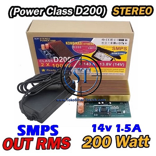 Jual Kit Power Amplifier Stereo Class D200 2x100W 200W Plus Adaptor PSU ...