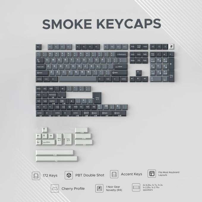 Jual Noir Smoke Keycaps - PBT Doubleshot Cherry Profile Keycap Set ...