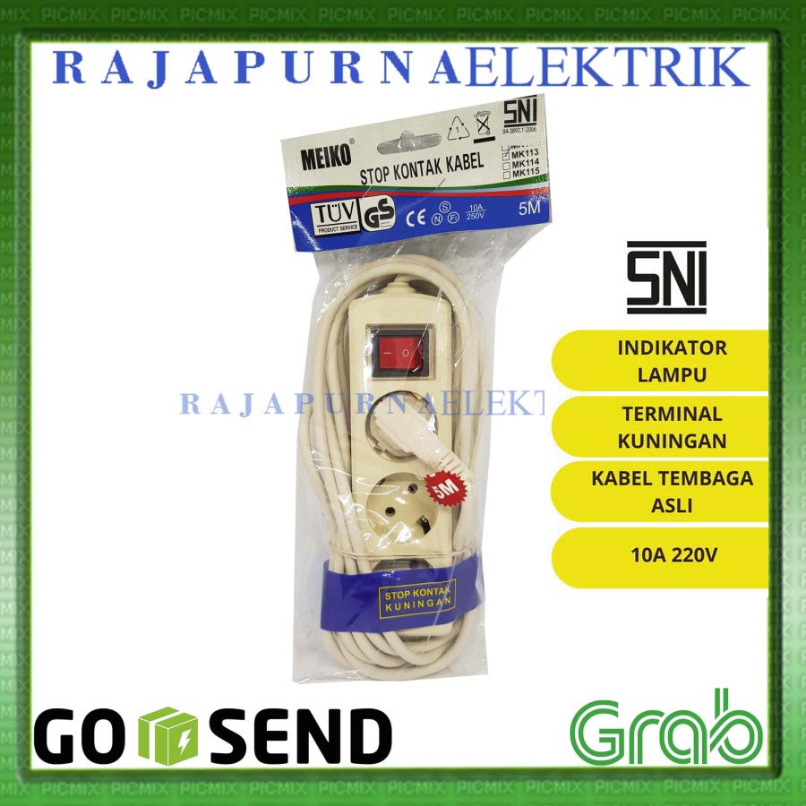 Jual Stop Kontak 3 lubang - saklar on-off - kabel 5 meter 5m - SNI - MEIKO | Shopee Indonesia