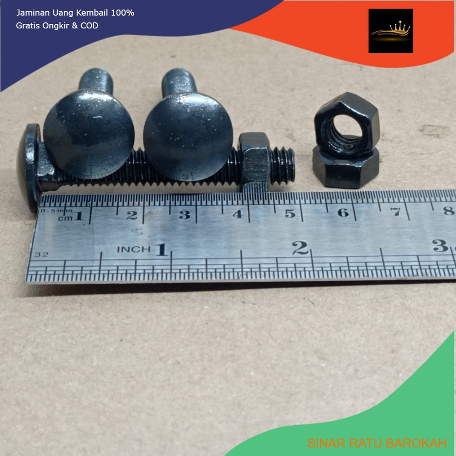 Jual BAUT MUR CB 5/16 x 2 INCH PAYUNG 5CM BEMPER PAGAR TRUK 5/16X2 IN ...