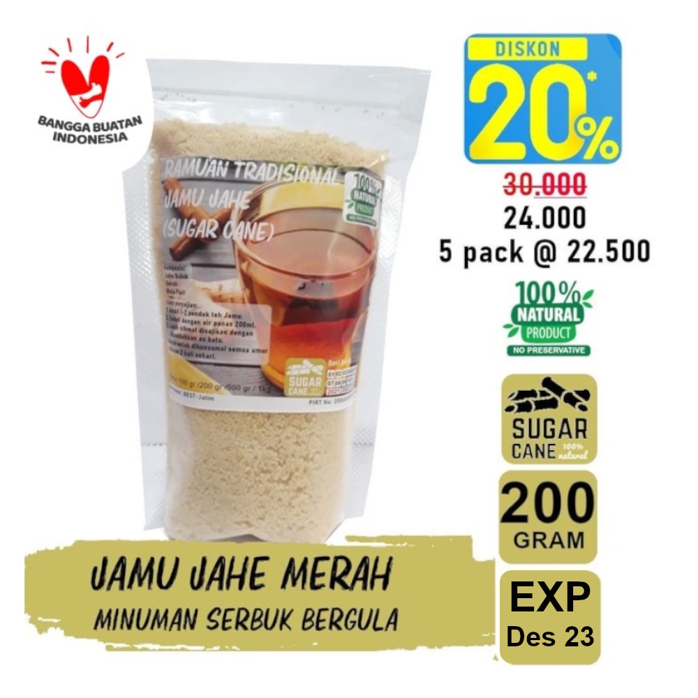 Jual Jamu Jahe Merah Instan Tanpa Ampas 200 Gram | Shopee Indonesia