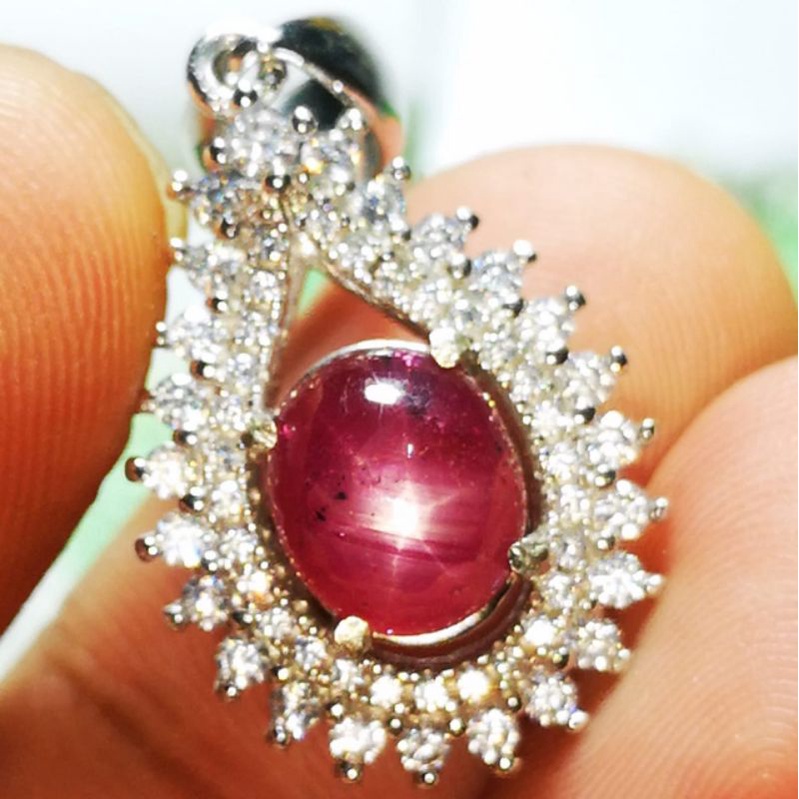 Jual Natural liontin Ruby star corundum burma color kristal | Shopee ...