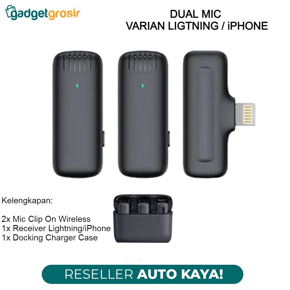 Jual Mic Dual Clip On Wireless Lavalier Microphone Dengan Charging Case ...
