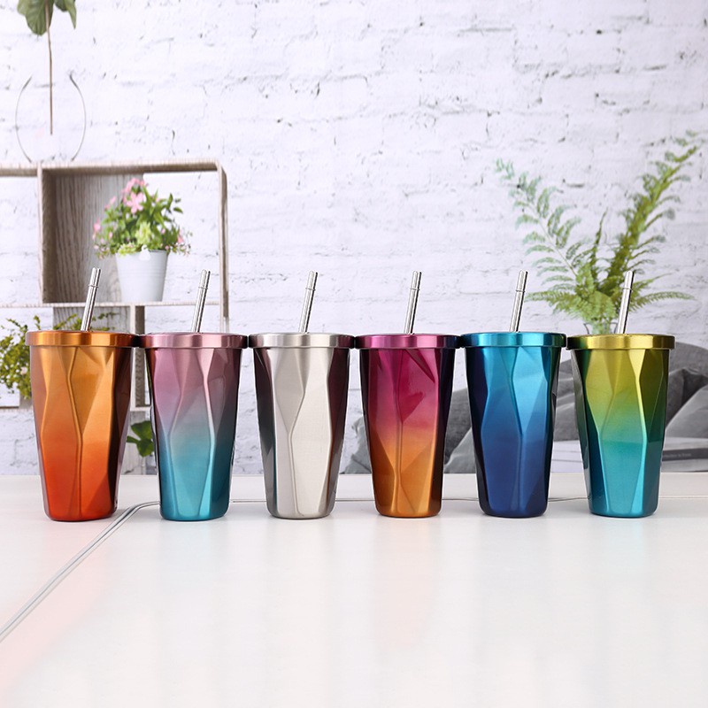 Jual Tumbler Cup Stainless Gradient Geometric dan Polos tanpa merk ...