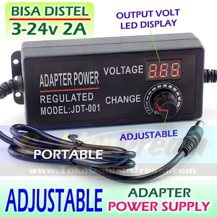 Jual Adaptor Adjustable 3-24v DC 2A 3A 4A Power Supply Adapter ...