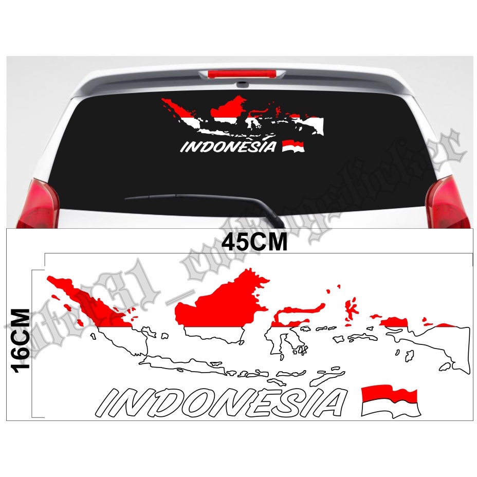 Jual Stiker cutting kaca mobil gambar peta Indonesia, sticker peta ...