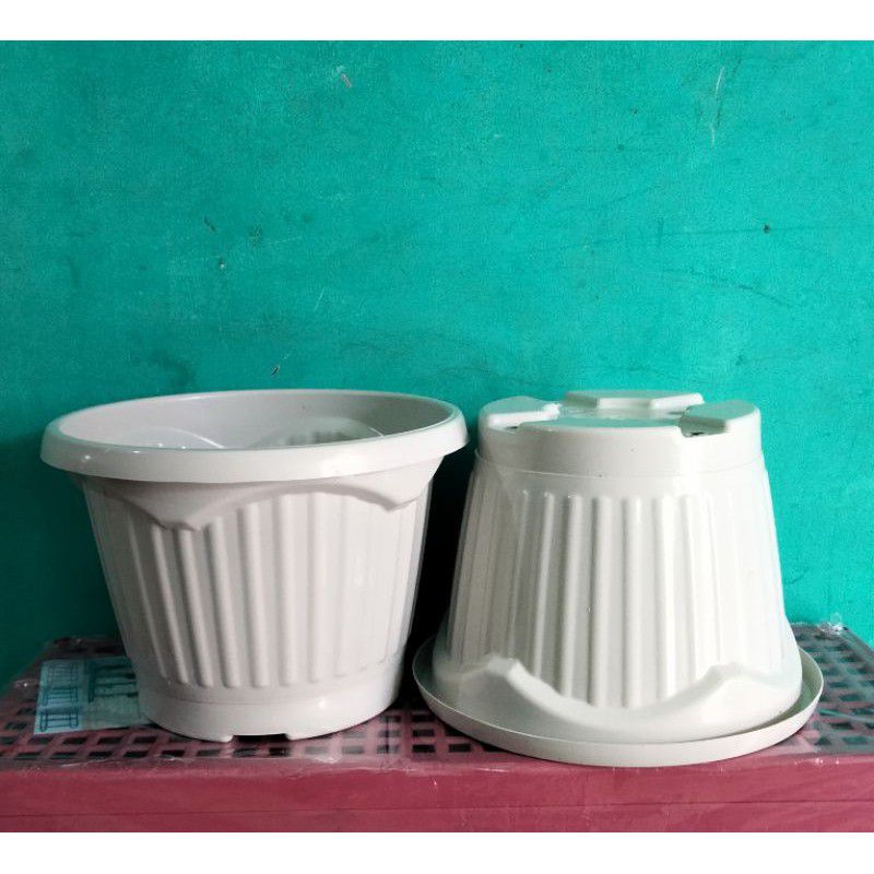 Jual POT BUNGA PUTIH BESAR DIANPAST/POT PUTIH 25 | Shopee Indonesia