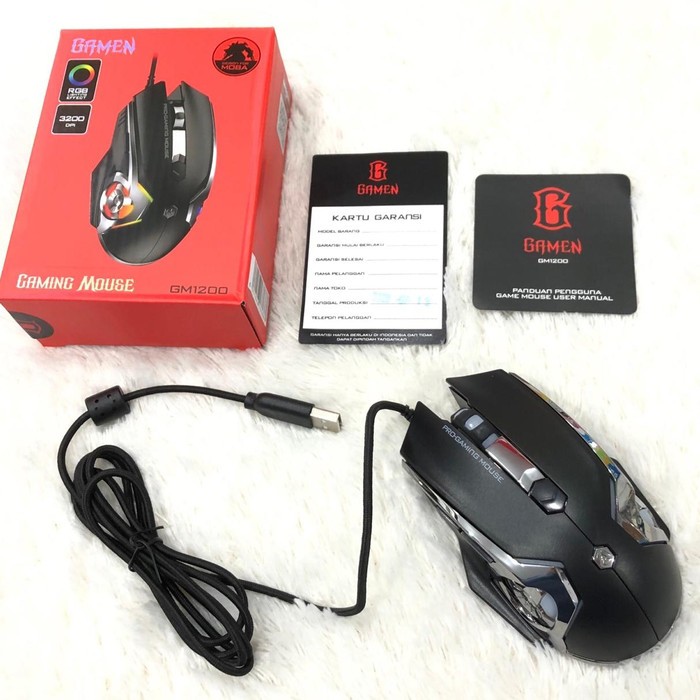 Jual MOUSE GAMING GAMEN GM-1200 LED RGB GAMING GAMEN OPTICAL M 1200 ...