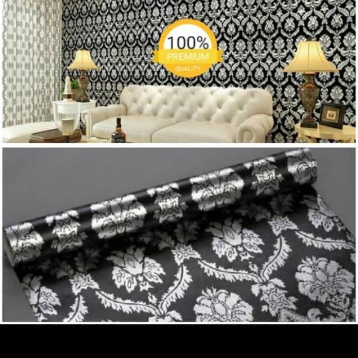 Jual wallpaper batik silver dasar hitam 45cmx10m | Shopee Indonesia