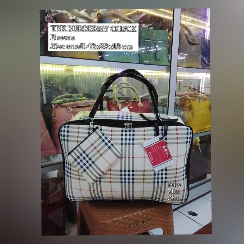 Jual Travel Bag Koper Burberry Cream size medium _ TBK Burberry krem ...