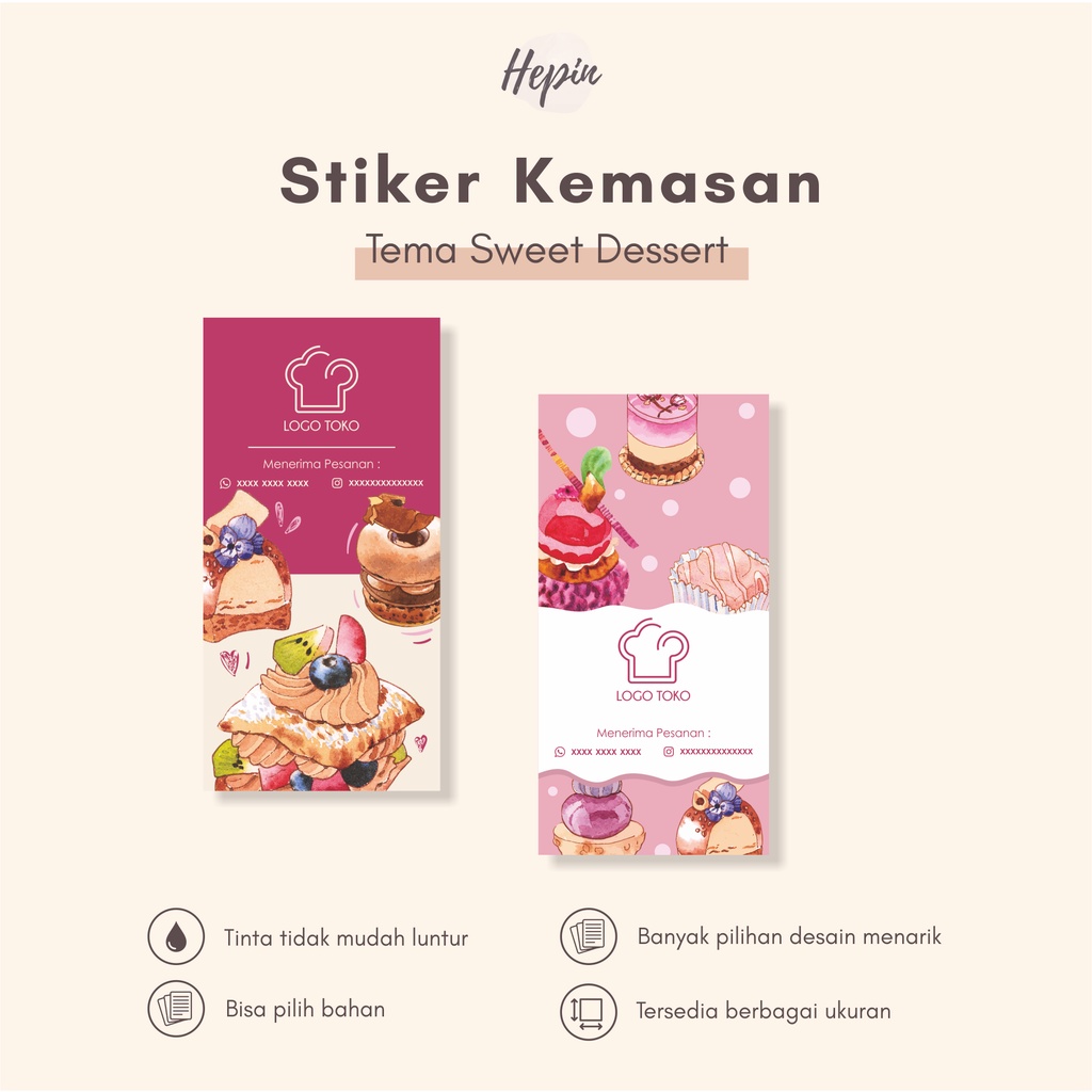 Jual stiker label makanan tema SWEET DESSERT/label roti/stiker makanan ...