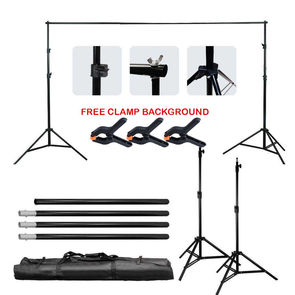 Jual Tiang Backdrop Bracket Stand Background 3m x 1.9m Free Clamp ...