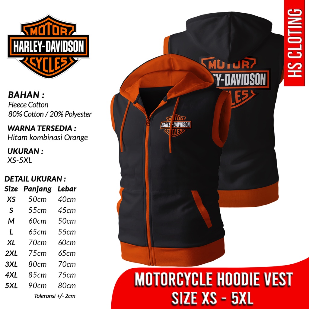 Jual Rompi Motor XS-5XL HARLEY DAVIDSON Motorcycle Hoodie Zipper Vest ...