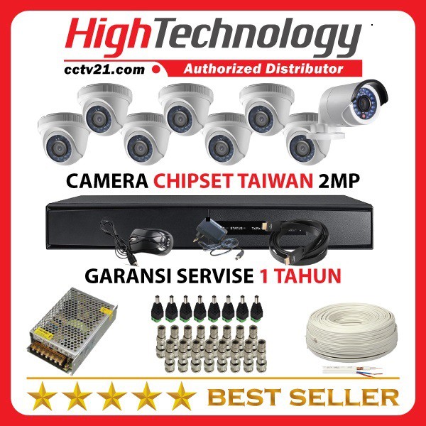 Jual Paket 8 Camera MHK CCTV High-Tehnology Taiwan 2MP DVR-2MP+KABEL ...