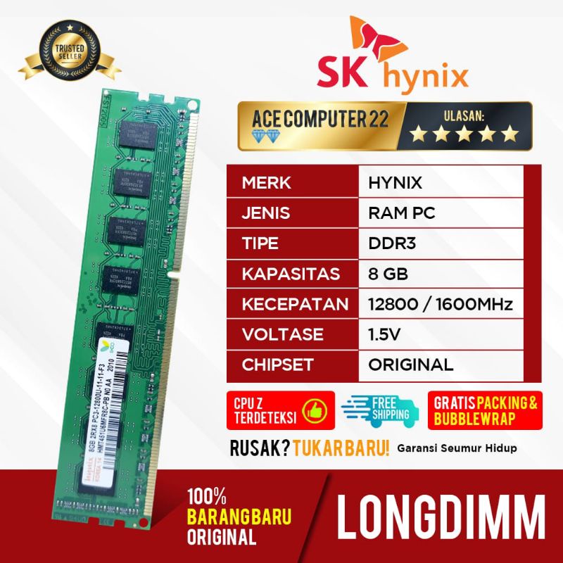 Jual HYNIX LONGDIMM DDR3 8GB PC12800 | Shopee Indonesia