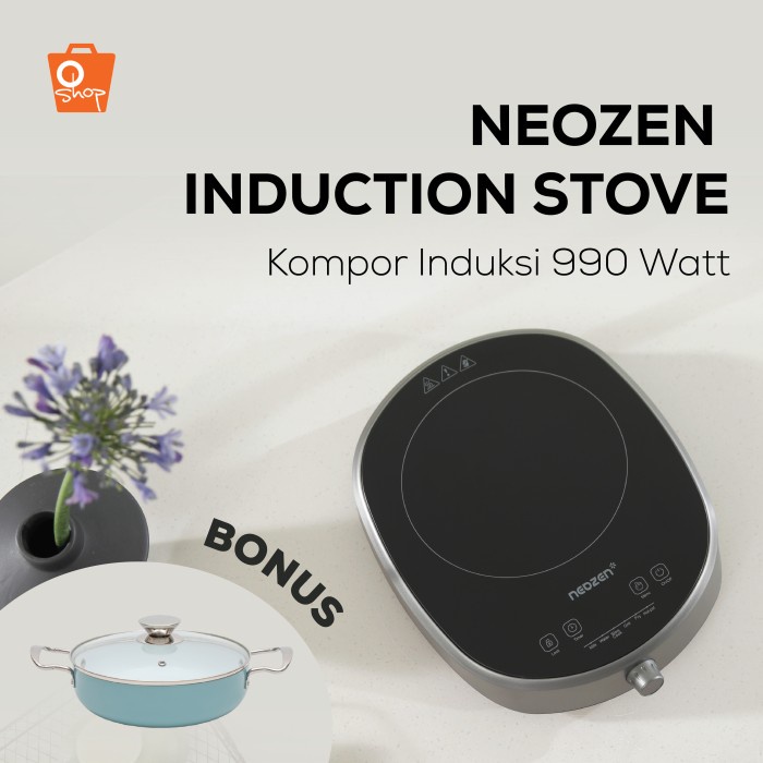 Jual Kompor Induksi Neozen Induction Stove 990 Watt bentuk oval yang minimalis dan cantik BONUS ...