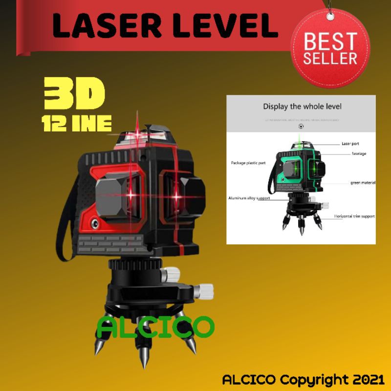 Jual ALAT LEVELING LASER LEVELS 3D 12 LINE LASER LEVEL 3D | Shopee ...