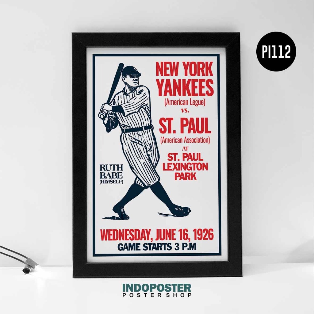 Jual Poster Vintage Ads Retro Iklan Pertandingan New York Yankees Base ...
