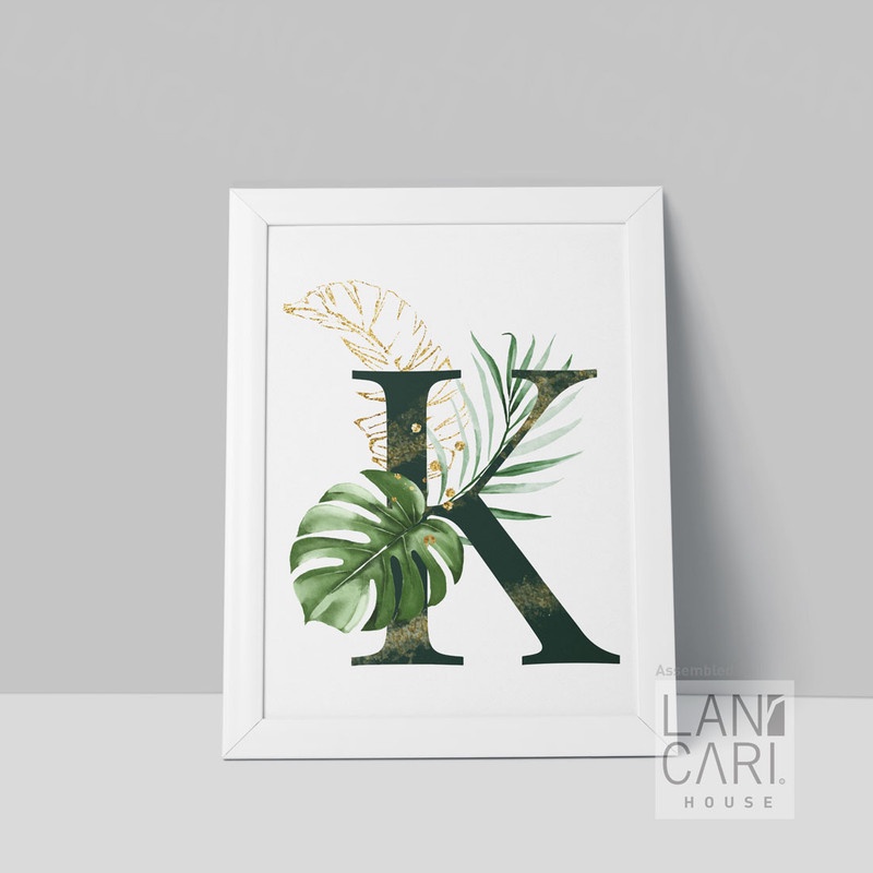 Jual Inisial Art K Dekorasi Nama Ulang Tahun Name Sign Monstera Frame ...