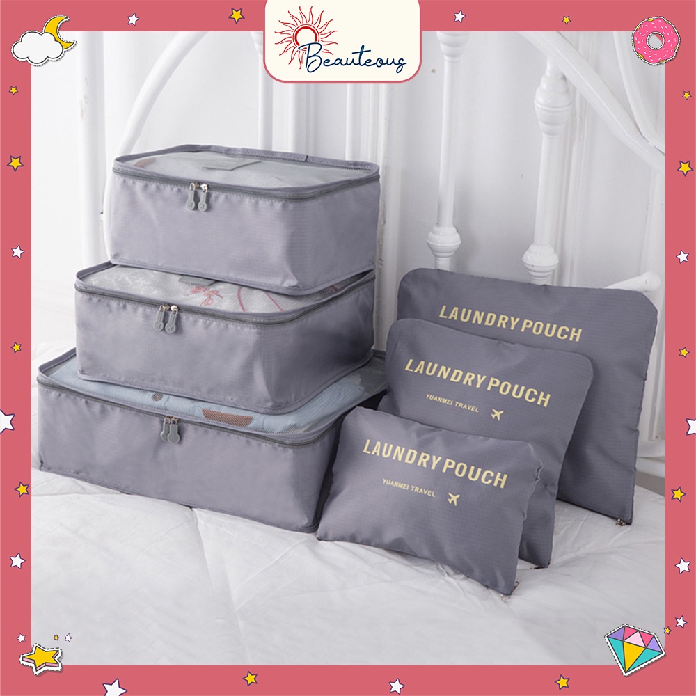 Jual Travel Bag Set 6 In 1 Storage Tas Penyimpanan Baju Koper Pouch ...