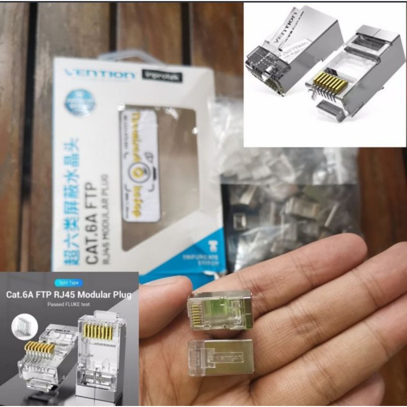 Jual Vention Konektor Cat.6A FTP RJ45 Modular Head Plug Connector | Shopee Indonesia