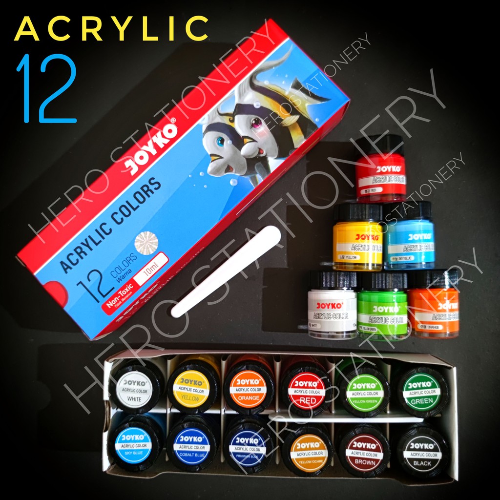 Jual Joyko acrylic color paint cat akrilik botol 10 ml 12 warna ACC ...