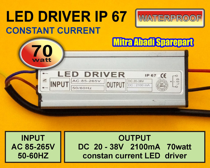 Jual LED Driver IP65 Waterproof 70 Watt 2100 mA Termurah | Shopee Indonesia