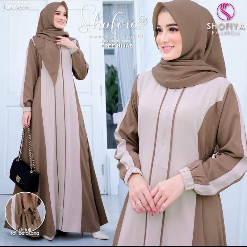 Jual gamis set hijab ukuran jumbo L XL XXL 3XL 5L LD 100 110 120 130 140 shafira gamsi jumbo ...