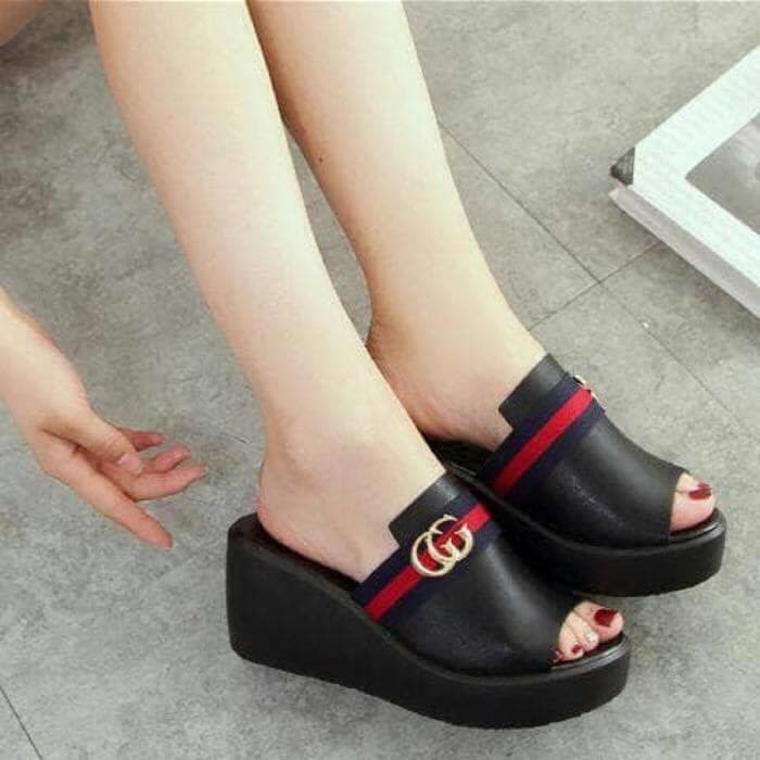 Jual SPECIAL MURAH Wedges sendal sandal slop hak wanita cewe lebaran ...