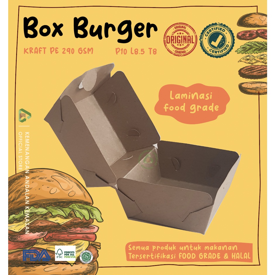 Jual Box Burger Laminasi // Dus Burger // Kemasan Burger // Wadah ...